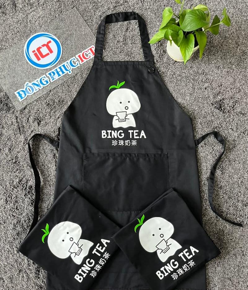 Mẫu áo thun đồng phục + tạp dề cho OHI BAKERY & Bing Tea